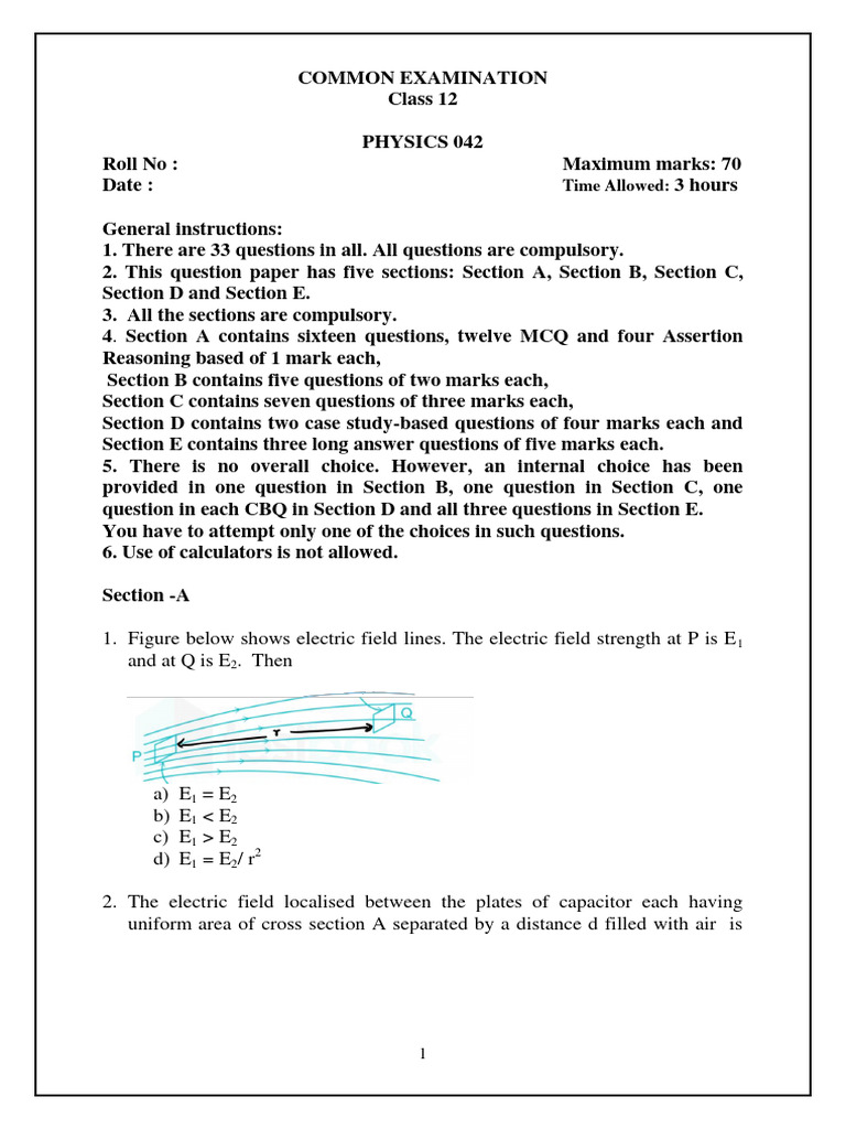 Qp-Physics-12-Practice Paper-1 | PDF