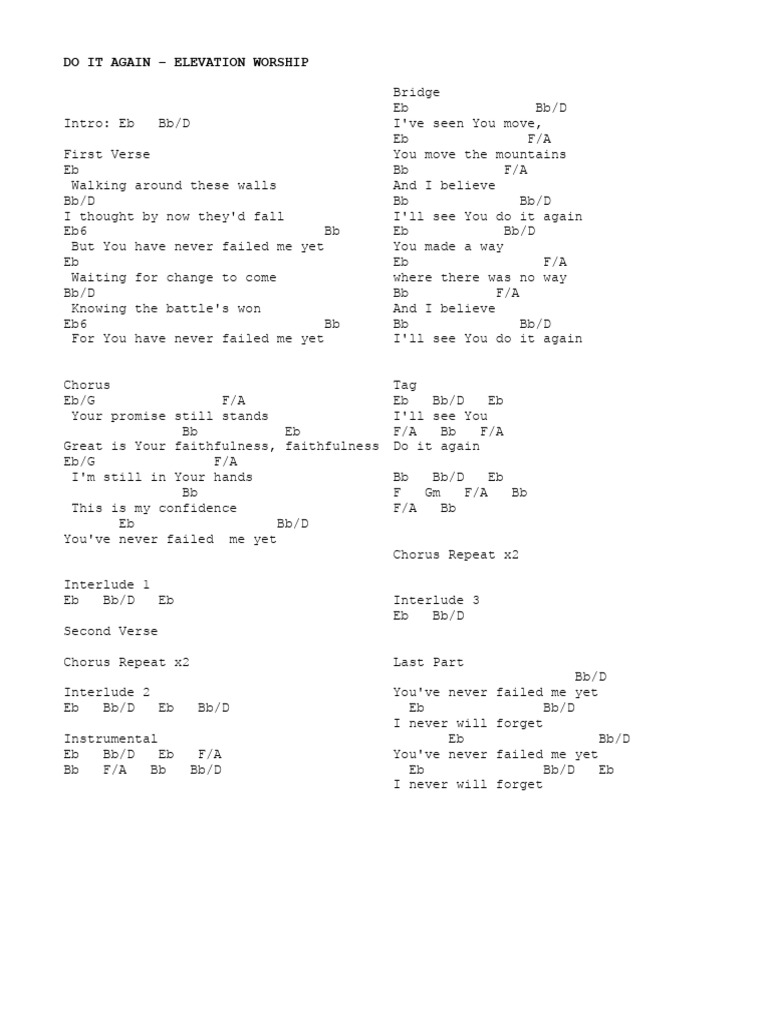 Do It Again - Elevation Worship Lyrics | PDF