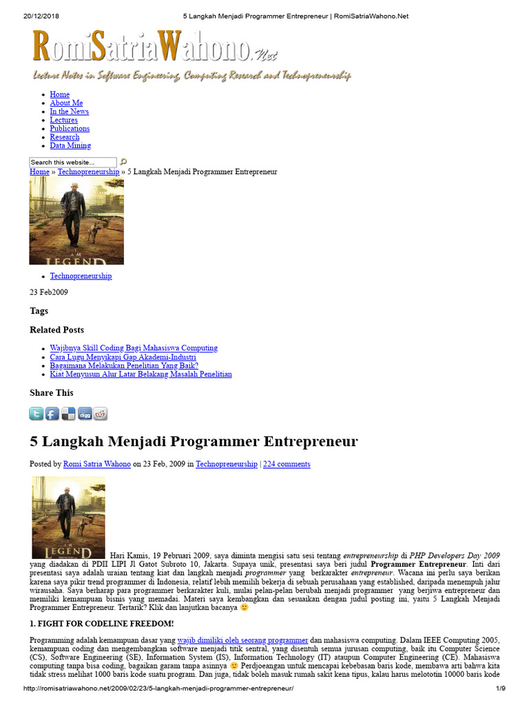 5 Langkah Menjadi Programmer Entrepreneur | PDF