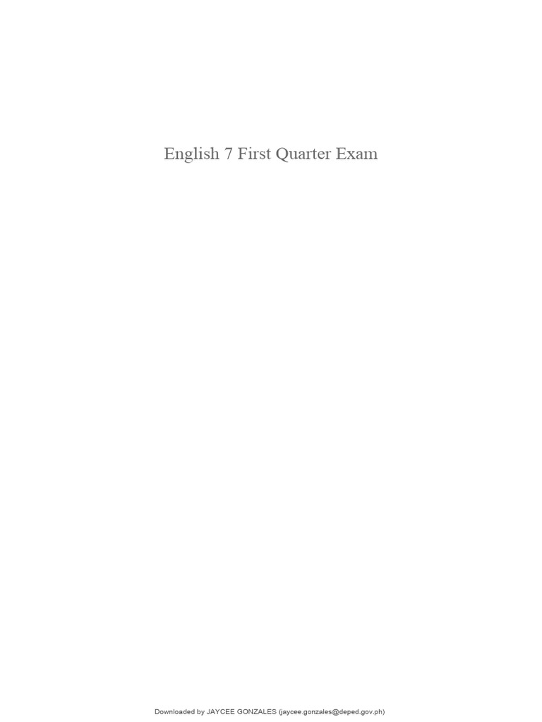 English 7 First Quarter Exam | PDF | Sentence (Linguistics) | Phrase
