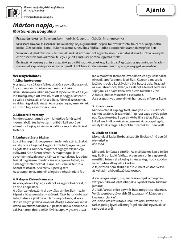 Márton Napi Játékos Feladatok | PDF