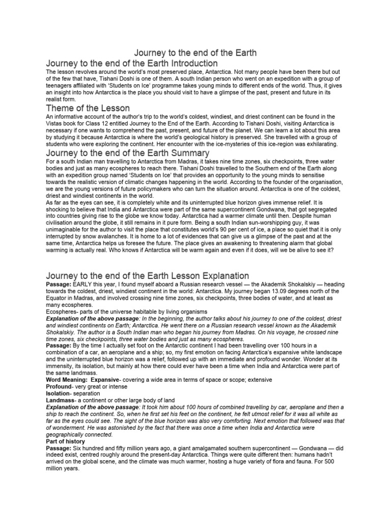 Journey To The End of The Earth | PDF | Antarctica | Continent