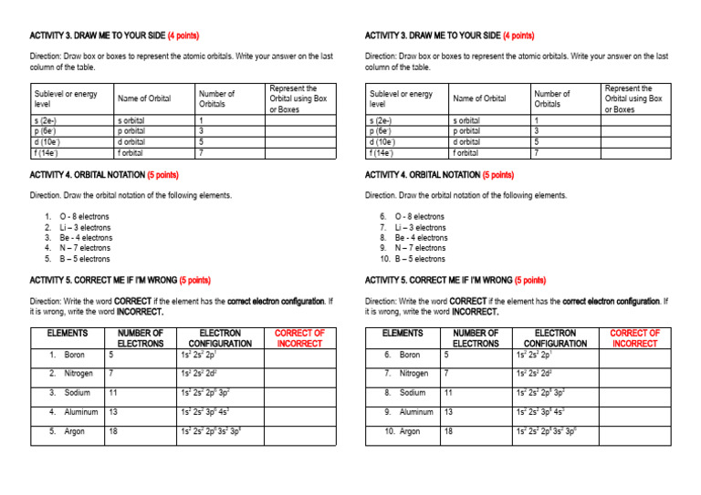 ACTIVITY 3 ORBITAL Notation | PDF | Atomic Orbital | Electron Configuration