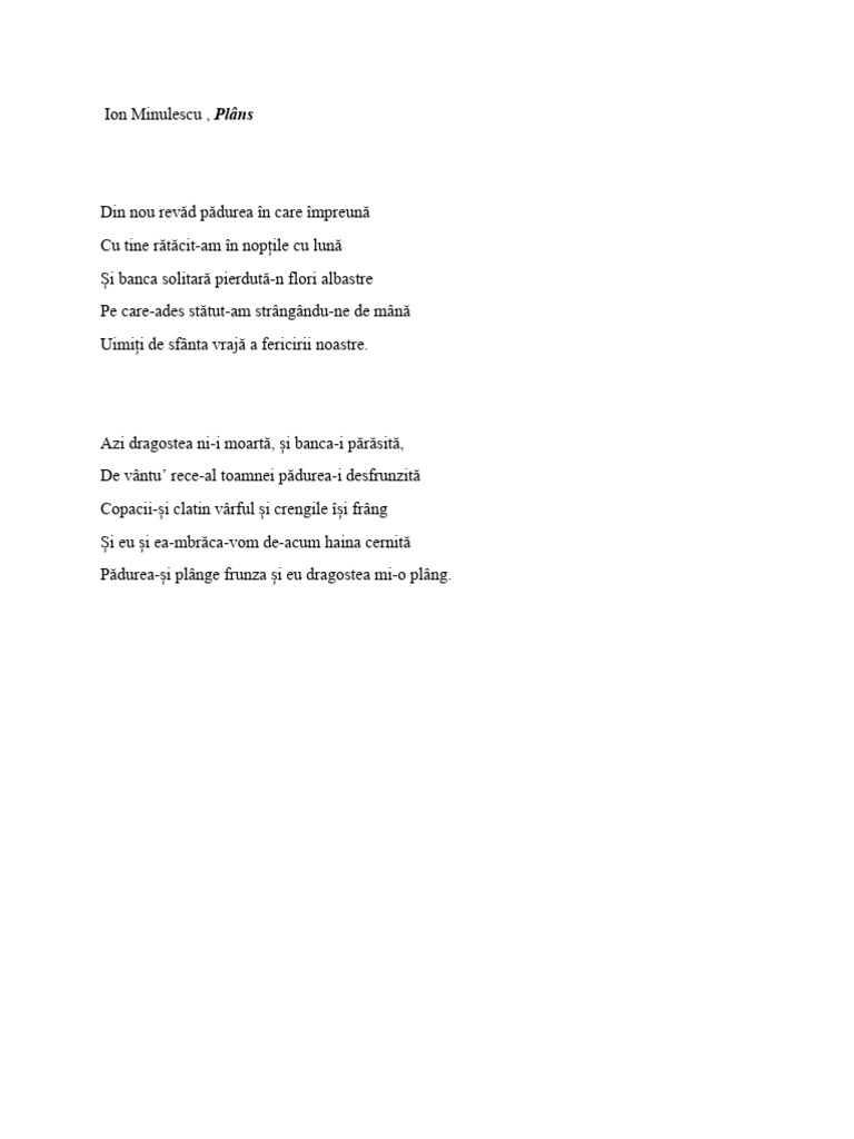 Ion Minulescu - Plâns | PDF