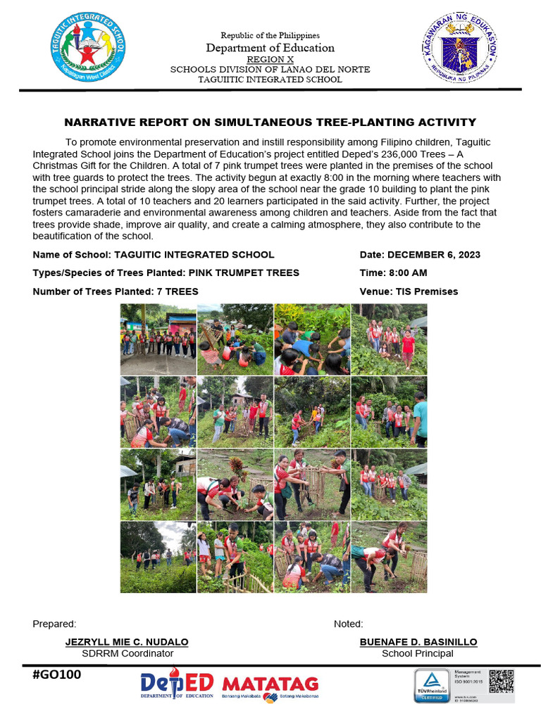 NARRATIVE REPORT ON SIMULTANEOUS TREE Planting Activity | PDF
