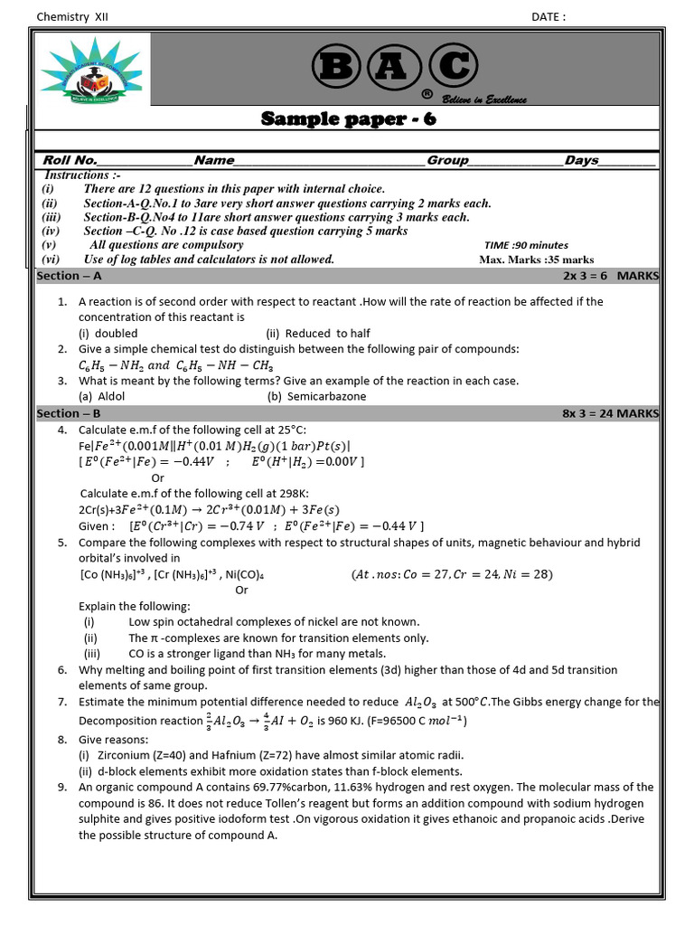 Sample Paper4 (Chem) | PDF | Ligand | Coordination Complex