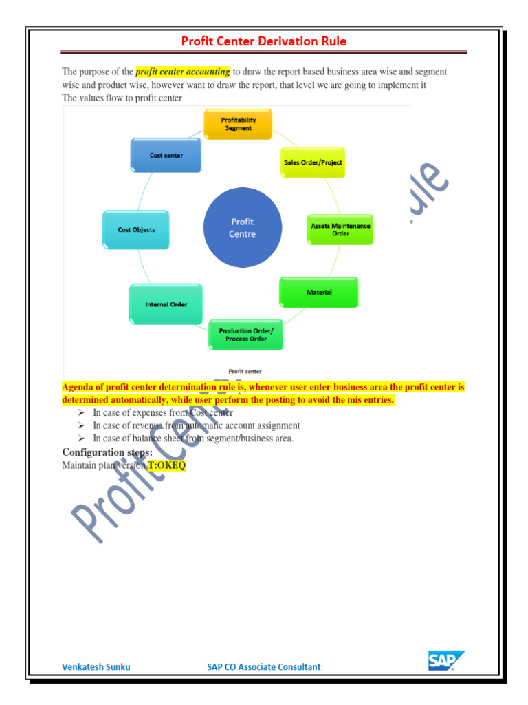 Profit Center Derivation Documentation | PDF | Business Economics ...