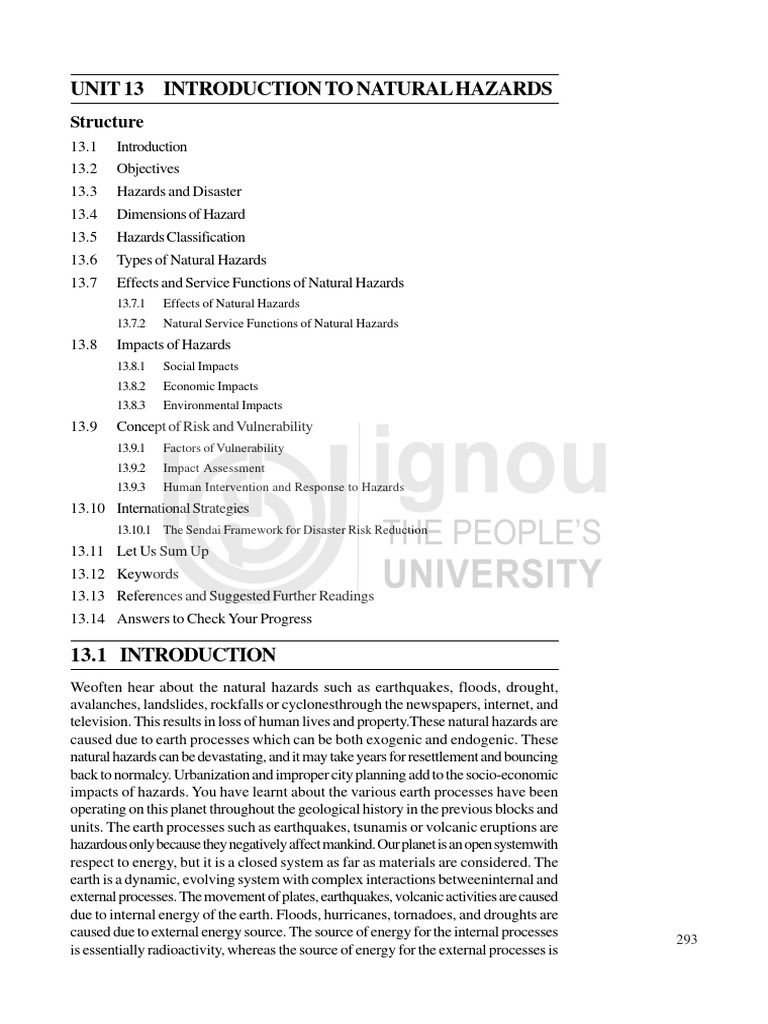 Unit 1 (A) | PDF | Hazards | Natural Hazards
