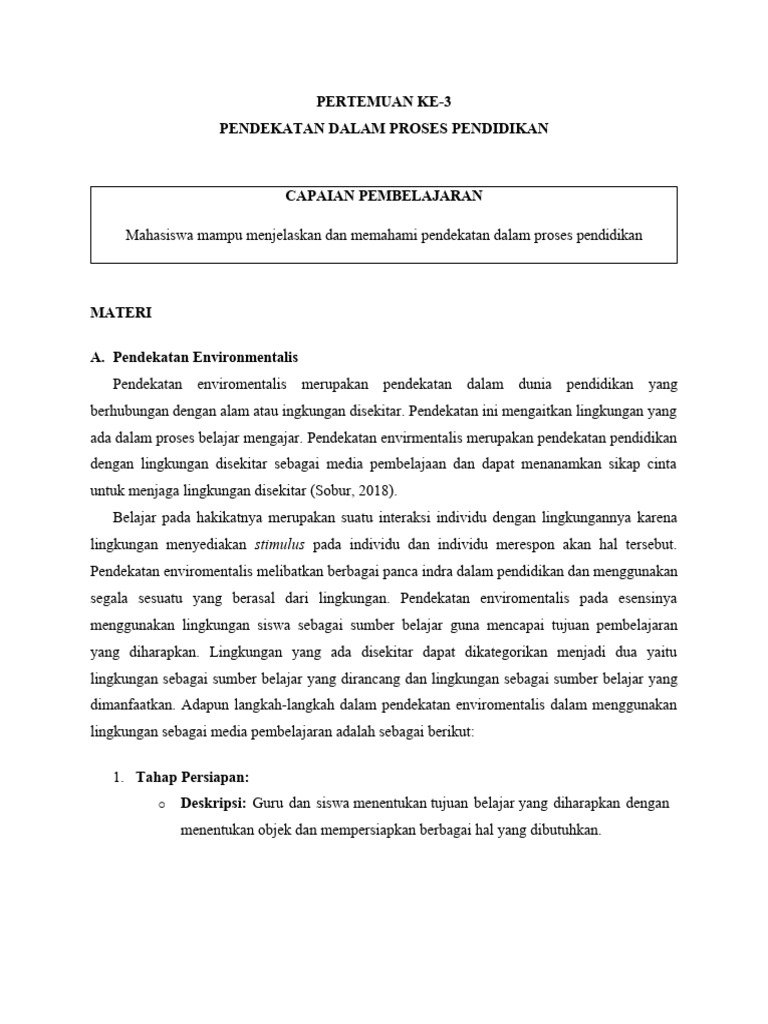 Modul Pendekatan Dalam Proses Pendidikan | PDF