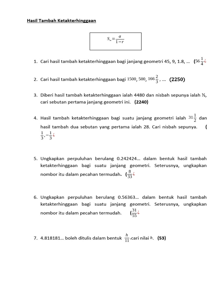 Hasil Tambah Ketakterhinggaan | PDF