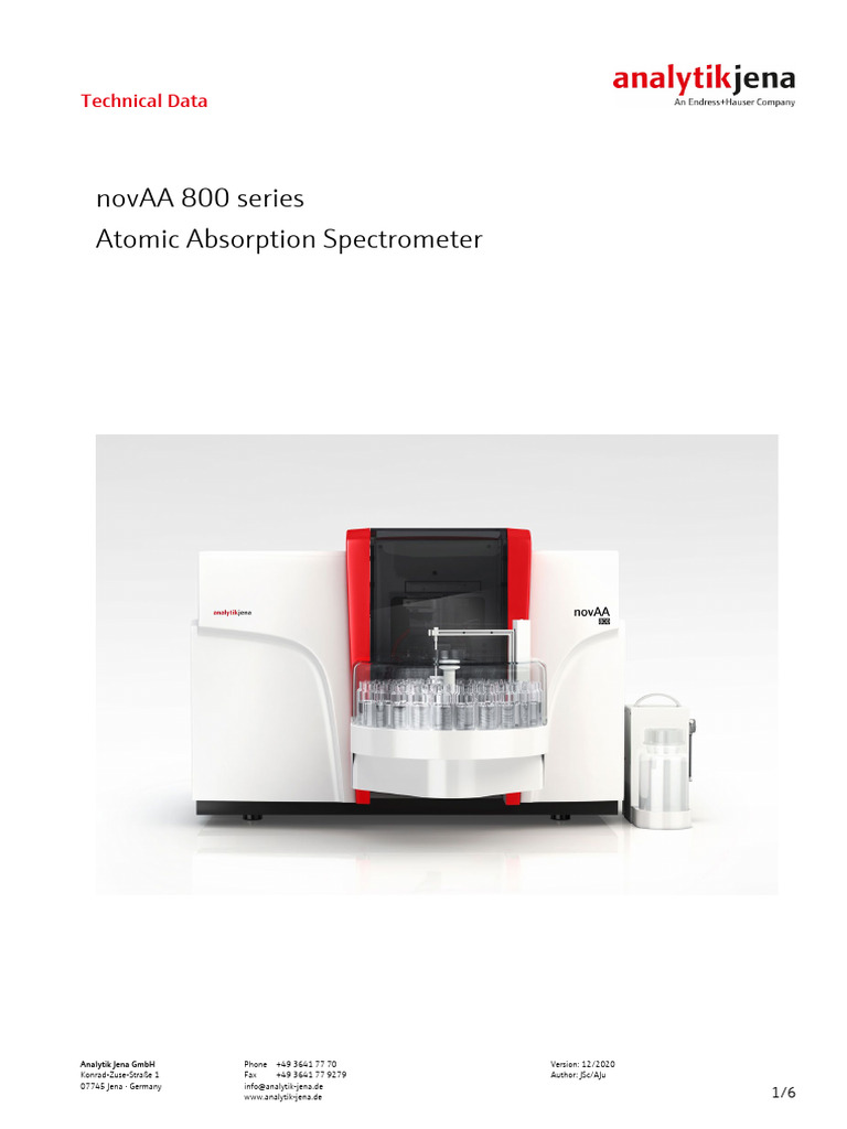 novAA 800 Series AAS Technical Data | PDF | Atomic Absorption ...