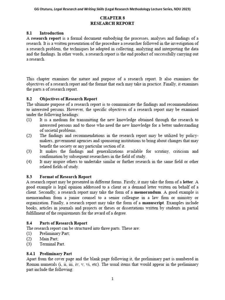 Legal Research Report Guide | PDF | Thesis | Methodology