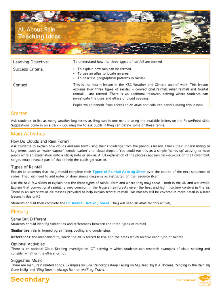 #All About Rain Teaching Ideas | PDF