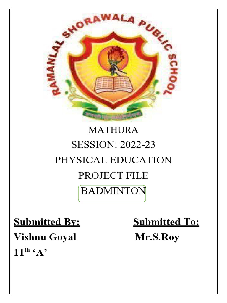 Badminton Project by Vishnu Goyal | PDF