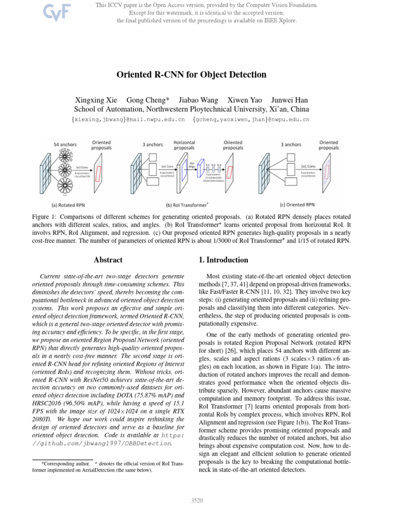 Xie Oriented R-CNN For Object Detection ICCV 2021 Paper | PDF