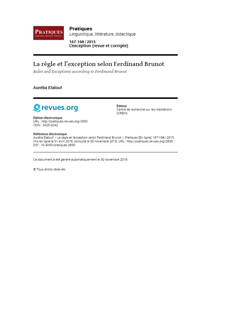 Sur Brunot - Pratiques-2630 | PDF