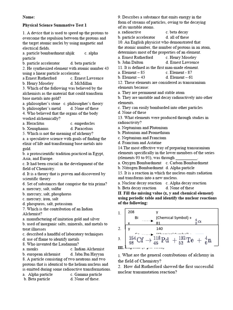 Sum 2 | PDF | Chemical Elements | Atoms