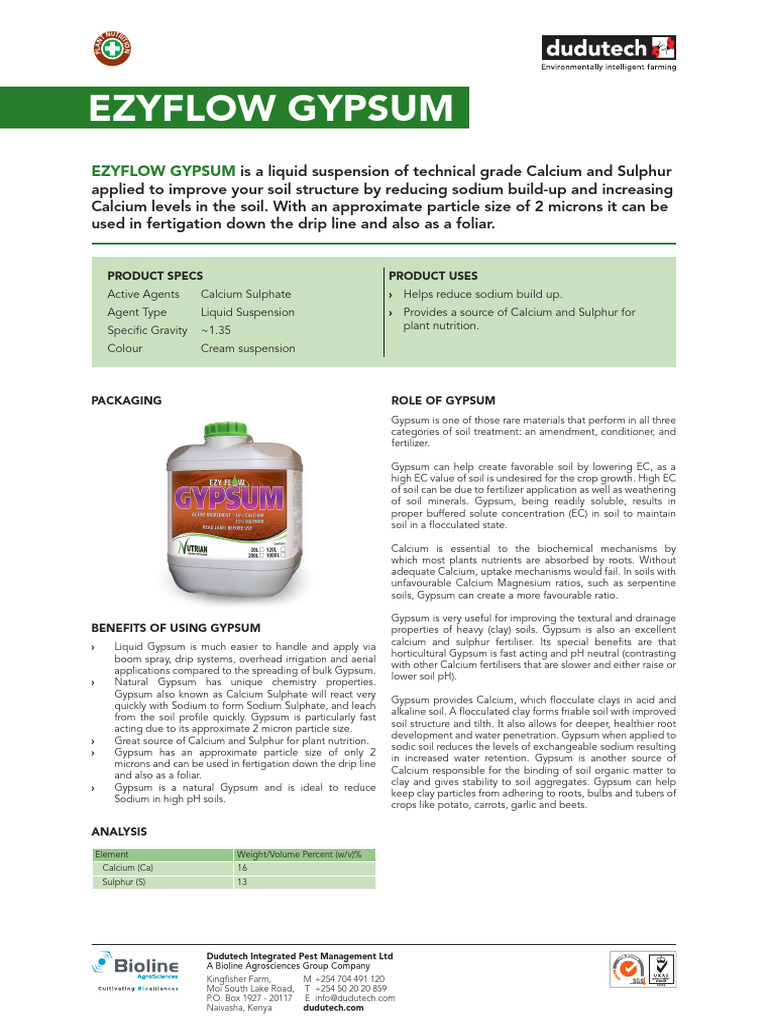 Liquid Gypsum for Soil Improvement | PDF | Soil | Plant Nutrition