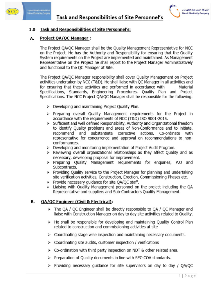 Task and Responsibilities | PDF | Safety | Occupational Safety And Health