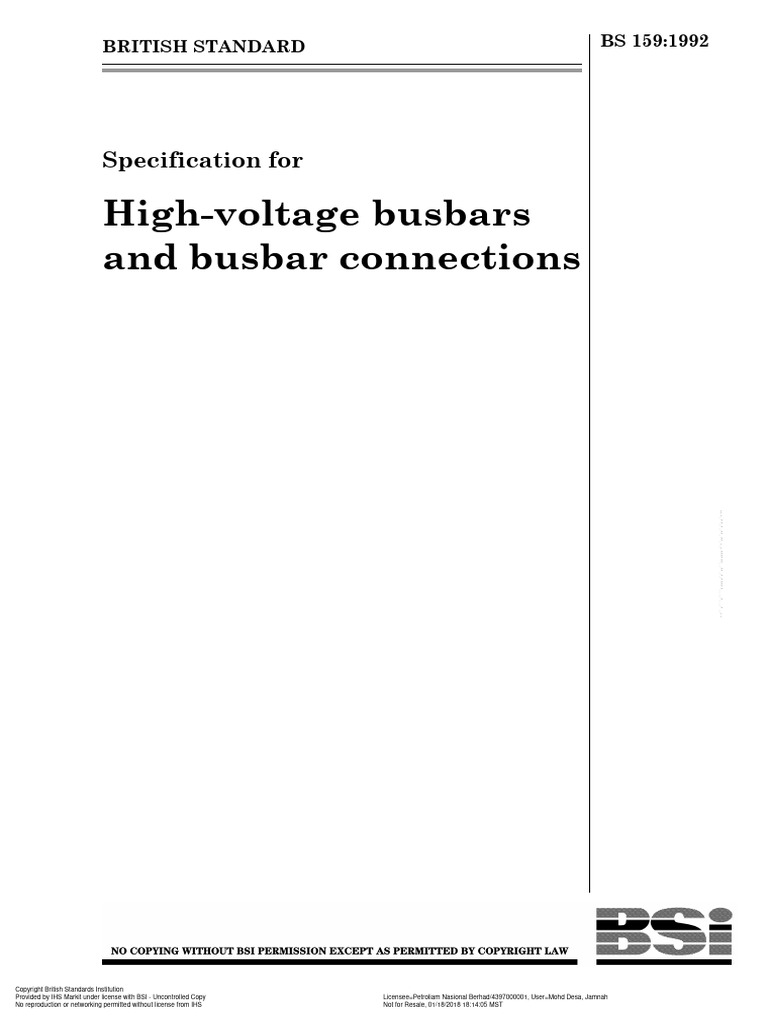 BS 159 1992 | PDF | Insulator (Electricity) | Electrical Conductor