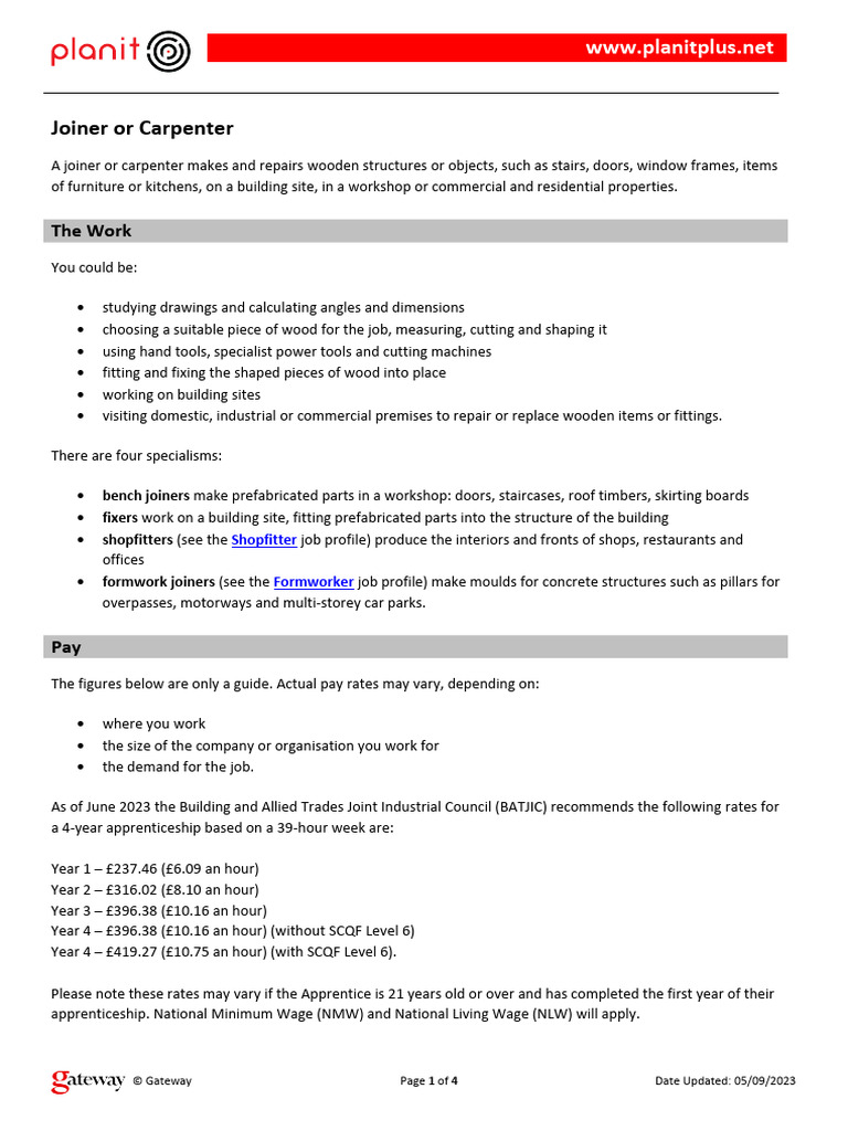Joiner or Carpenter | PDF