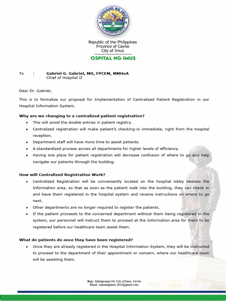 Registration System Proposal | PDF | Patient | Hospital