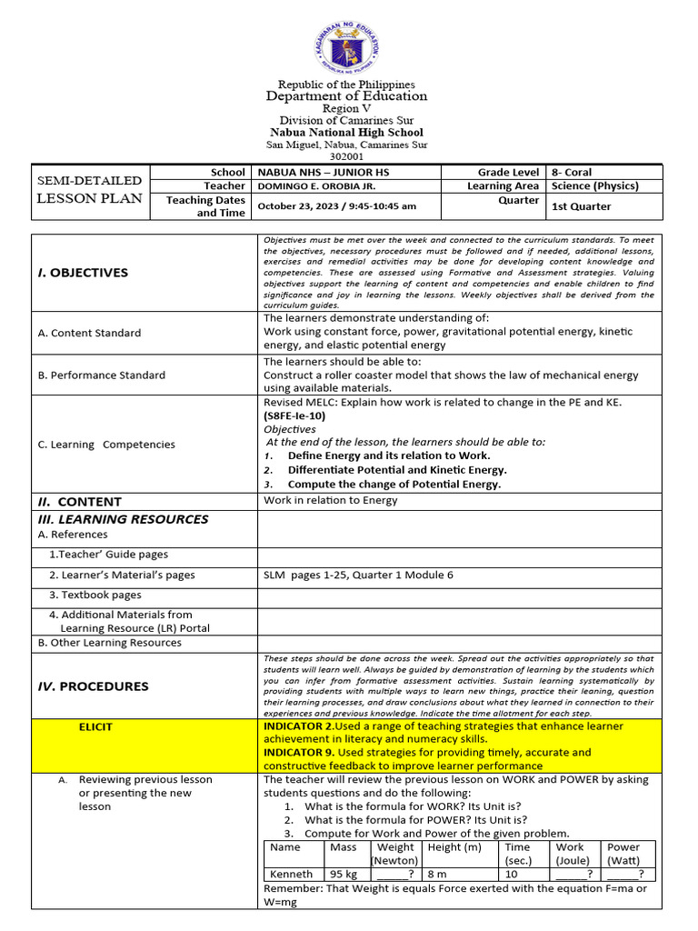 COT 1 Lesson Plan | PDF | Learning | Teachers