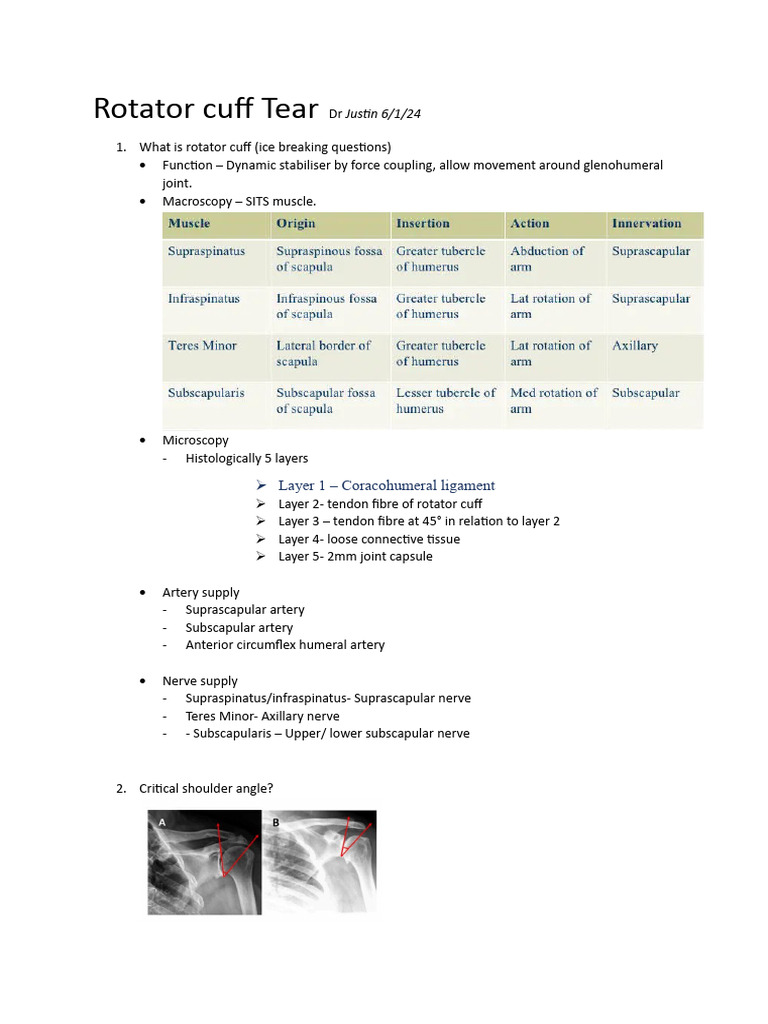 Rotator Cuff Tear - Justin Class | PDF | Joints | Musculoskeletal System