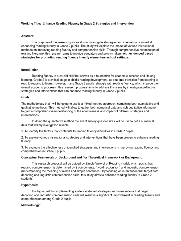 Research Proposal | PDF | Reading Comprehension | Methodology