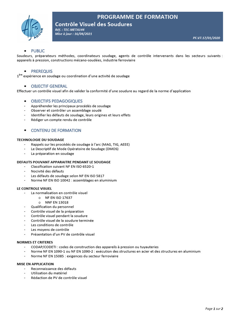 Formation Contrôle Visuel des Soudures | PDF | Soudage | Construction