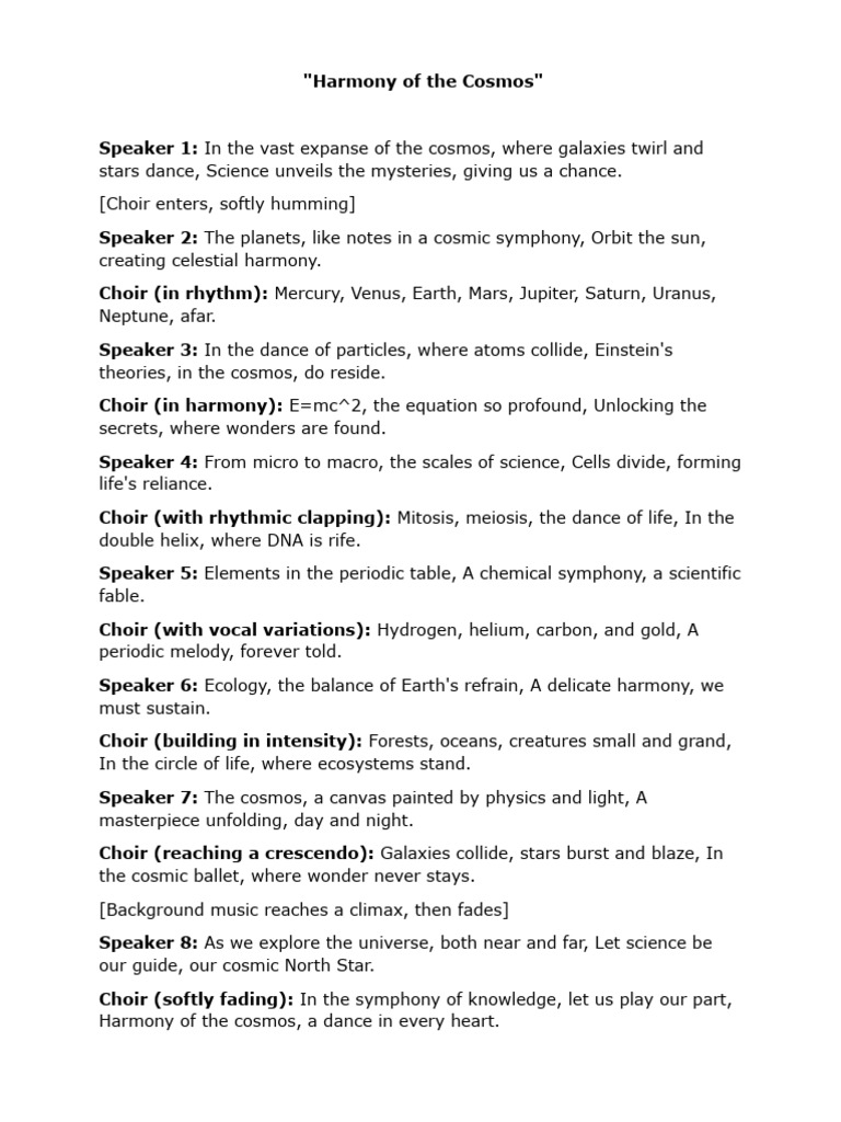 Sci Speech Choir Script | PDF