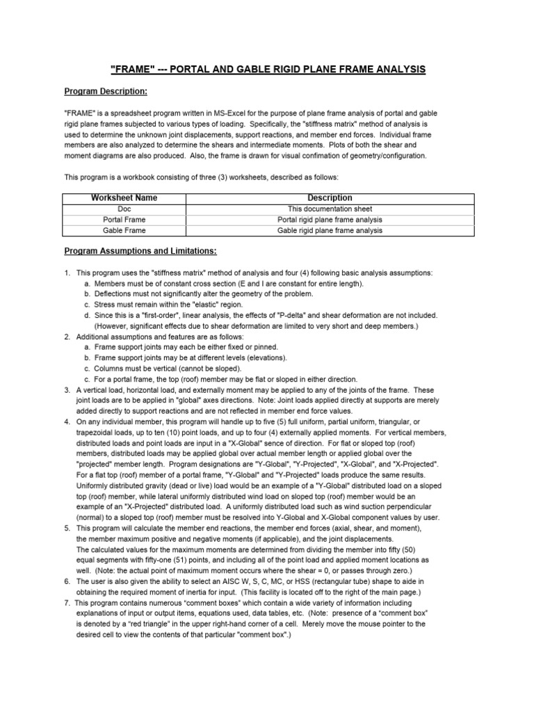 Portal and Gable Frame Analysis Tool | PDF | Teaching Methods ...