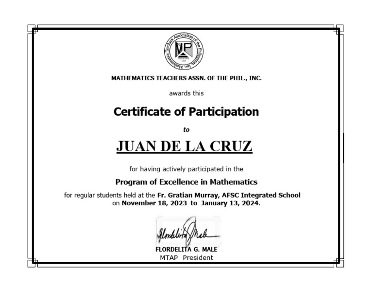 STUDENT CERTIFICATE Regular Outside NCR | PDF