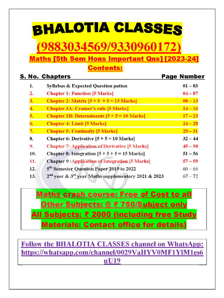 5sem Maths Important Qns & Ans (BHALOTIA) | PDF