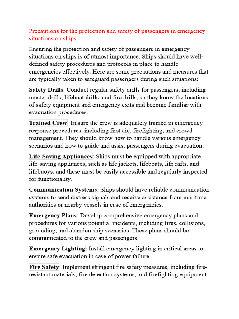 Safe Evacution of Pax From Ships in Emergencies. | PDF | Emergency ...