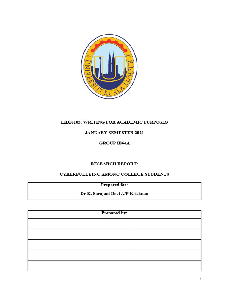 Cyberbullying Report for UniKL Students | PDF | Cyberbullying | Bullying