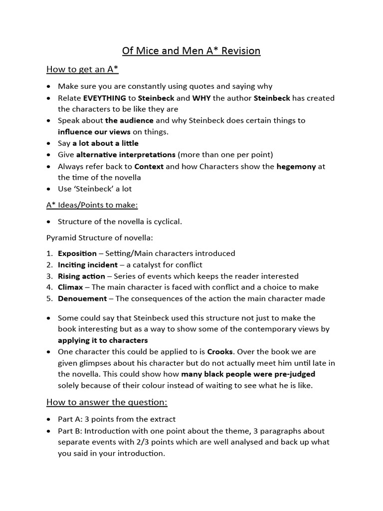 Mice and Men Revision | PDF