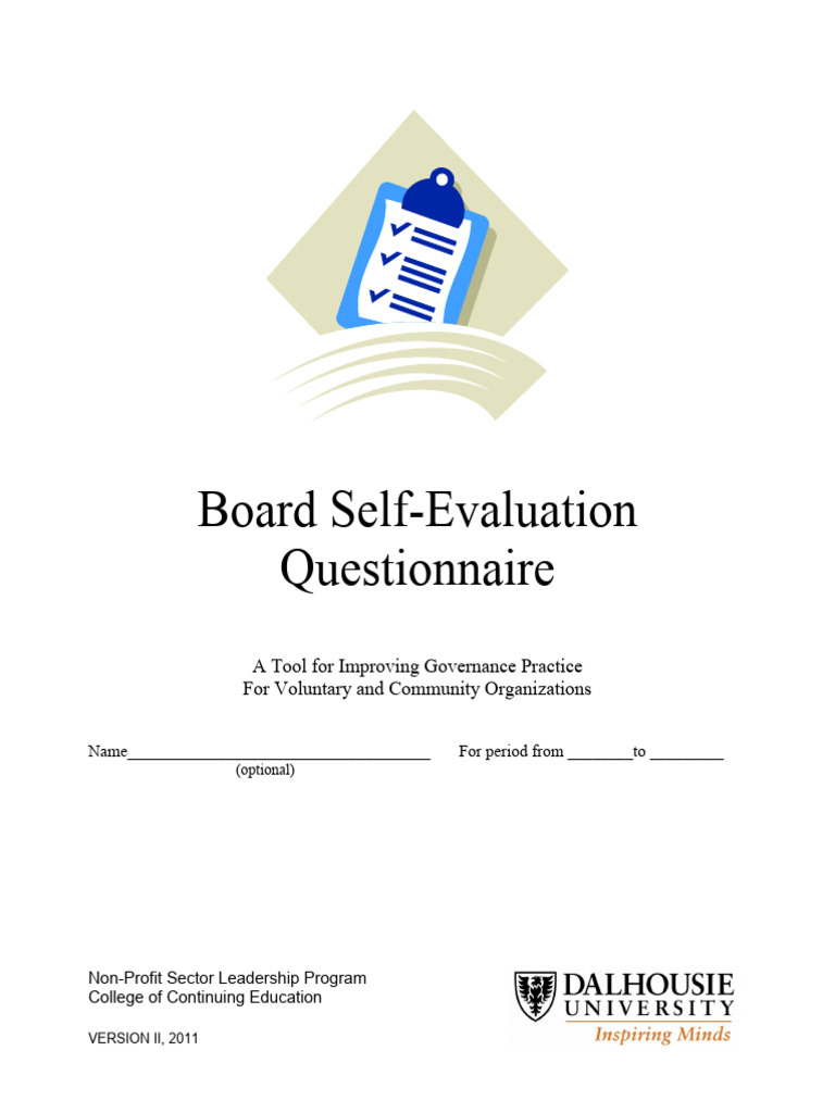 Board Self Evaluation Questionnaire Dalhousie University College of Continuing Education | PDF ...