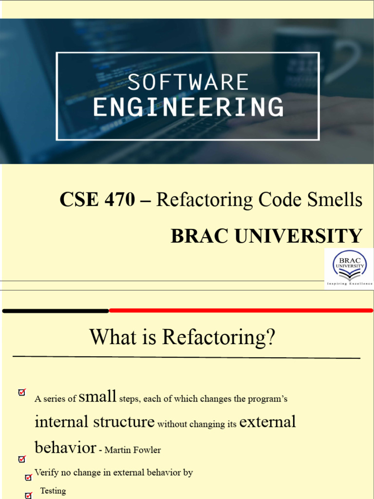 8.2.1 Refactoring and Code Smell - BRACU | PDF | Parameter (Computer ...