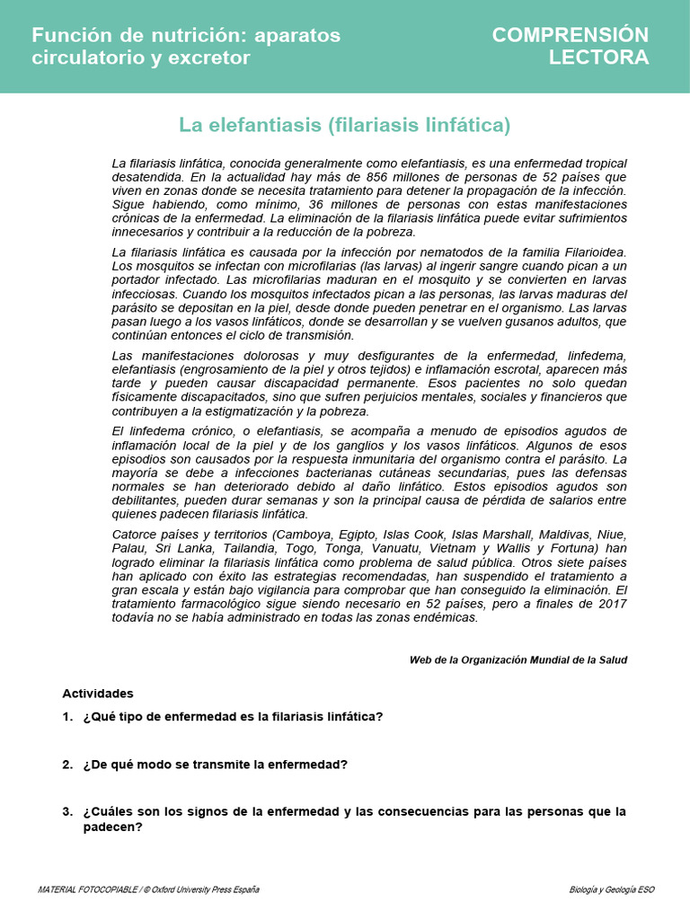 Circulat Excret Comp Lect Sol Elefantiasis | PDF | Medicina CLINICA ...