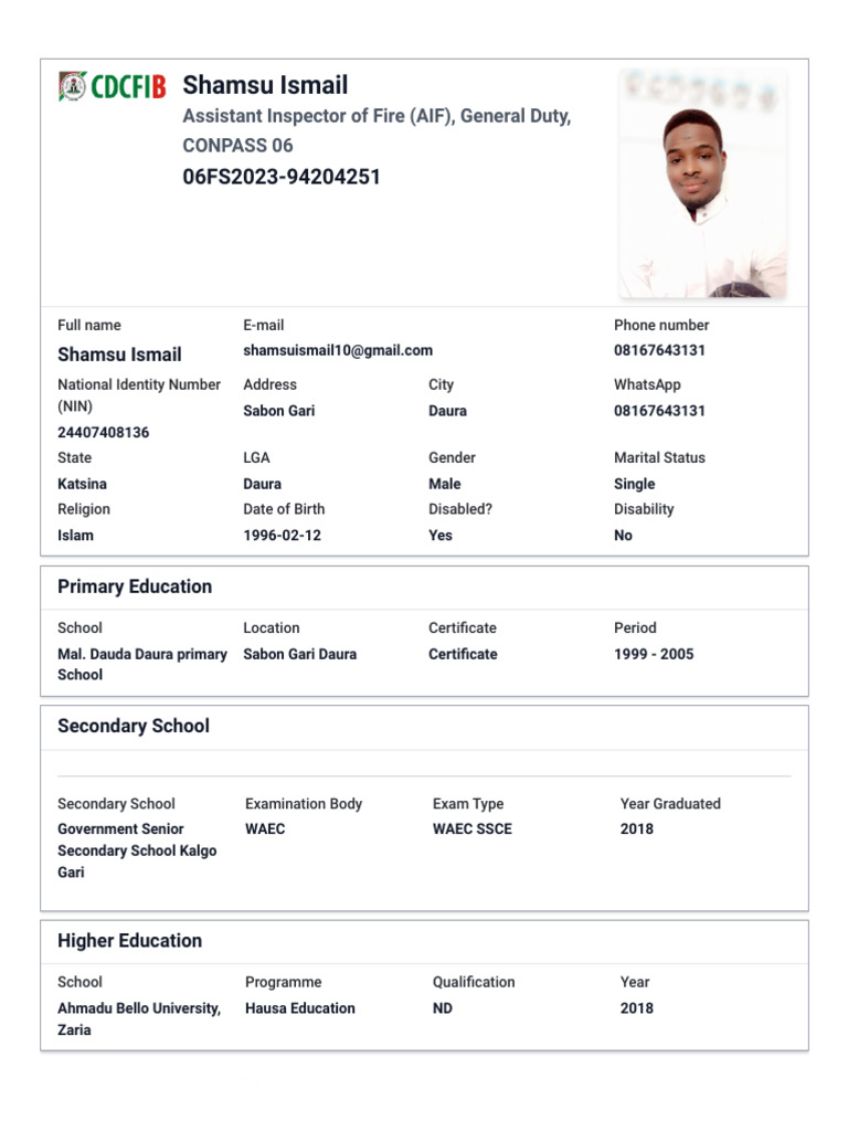 CDCFIB - Federal Fire Service Shamsly | PDF