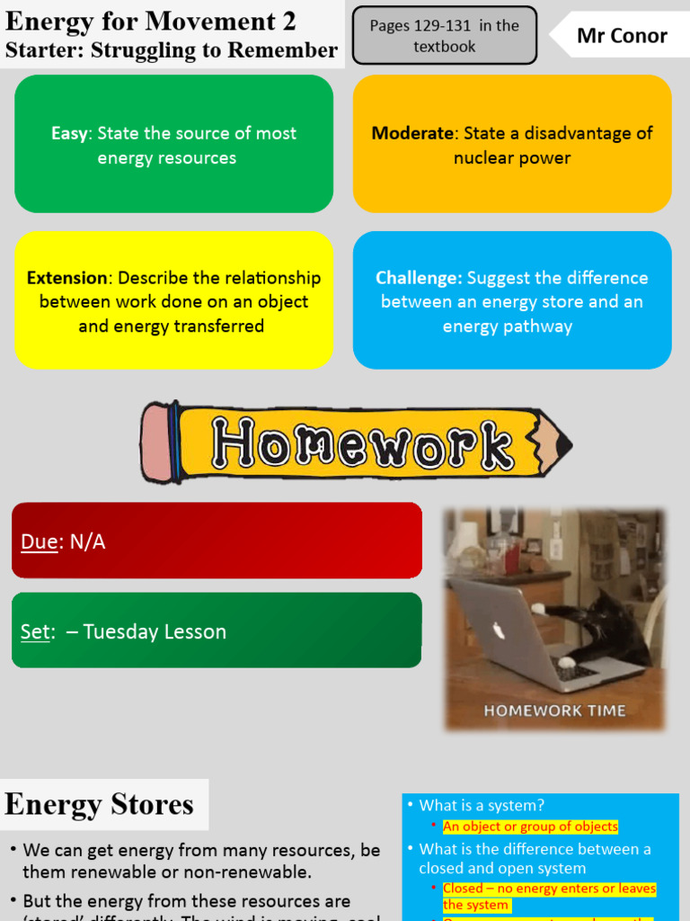 Lesson 3 - Energy For Movement 2 (COM) | PDF