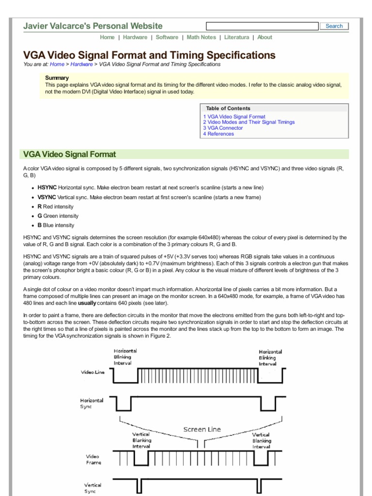 VGA Video Signal Format | PDF | Video | Rgb Color Model