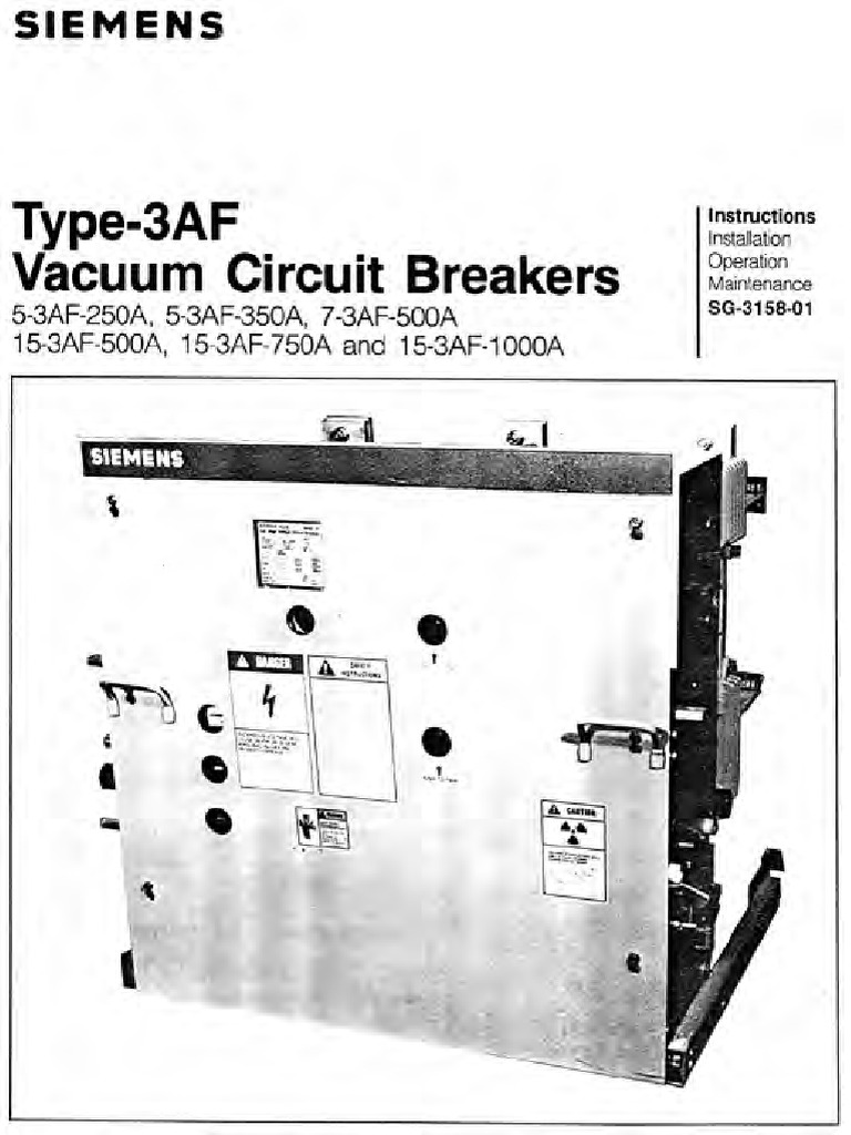 SG 3158-01 Type 3AF Vacuum Circuit Breakers | PDF