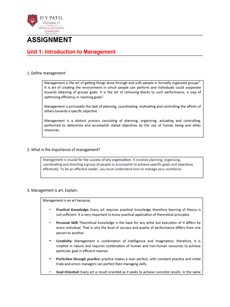 Assignment - Intro To Management | PDF