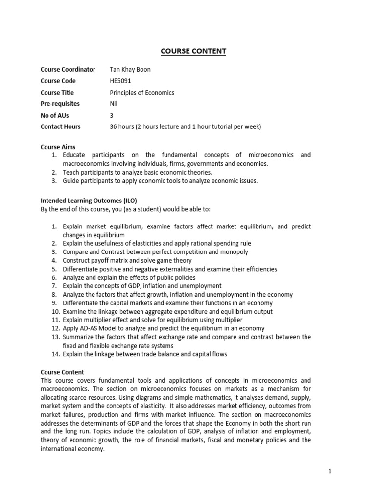 HE5091 Principles of Economics | PDF | Economics | Microeconomics