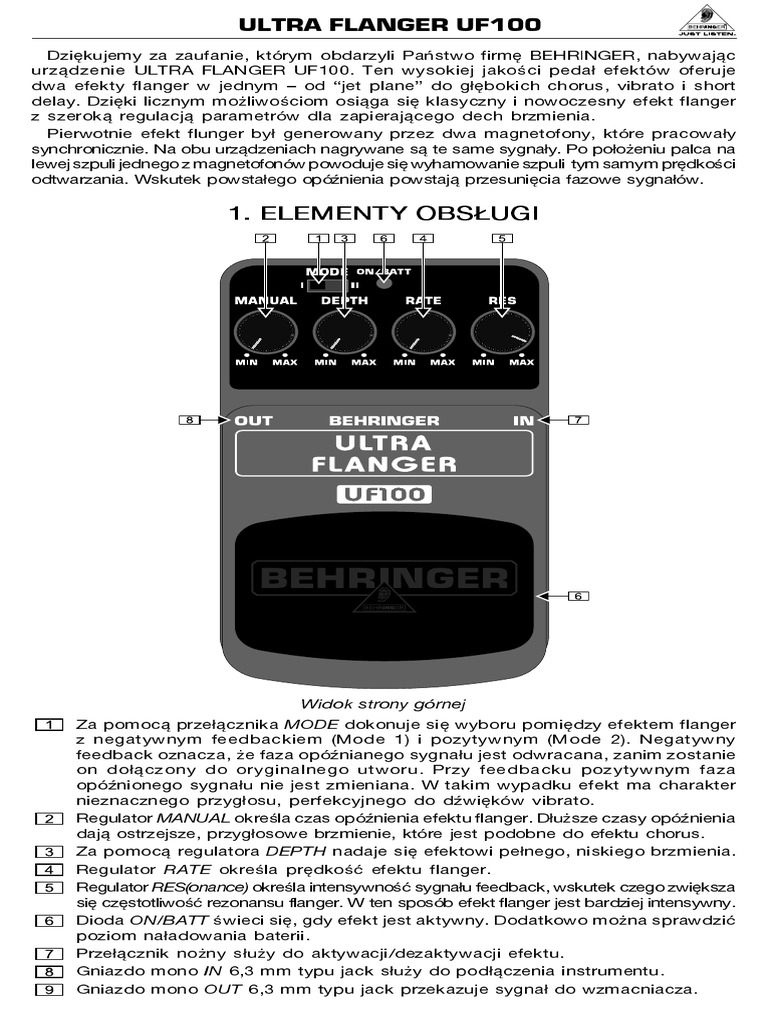 Behringer UF100 Instrukcja PL | PDF