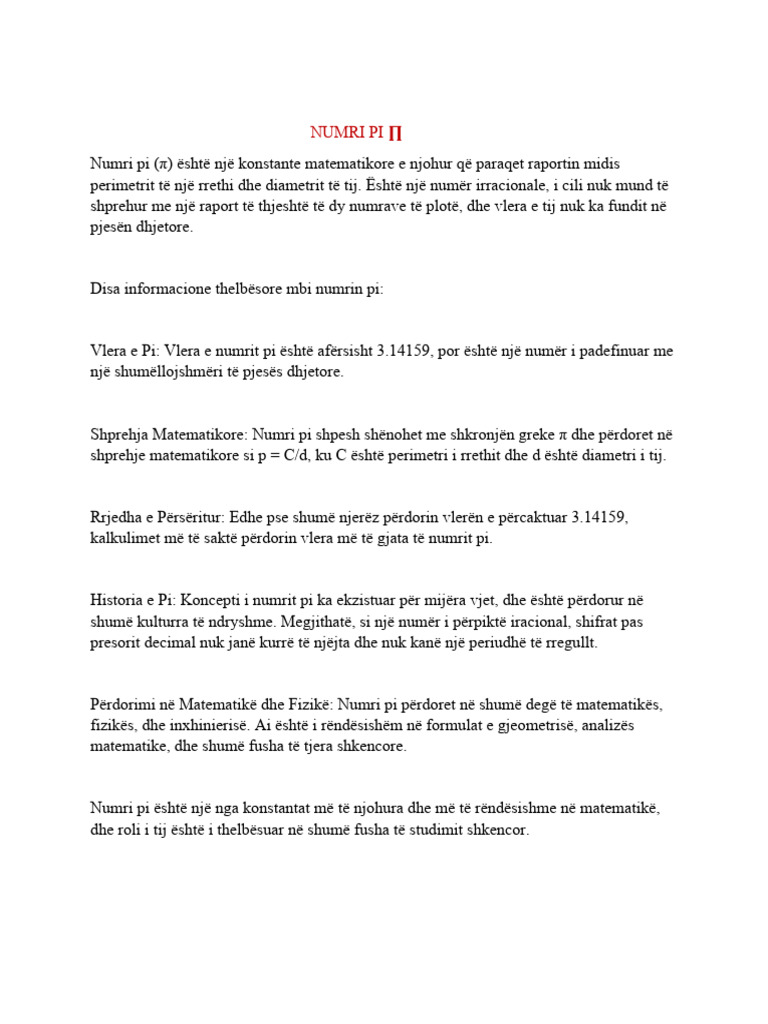 Numri Pi | PDF