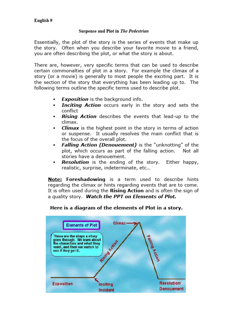 Eng. 9 ss03 Suspense and Plot The Pedestrian | PDF