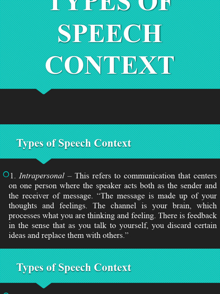 Types of Speech Context | PDF